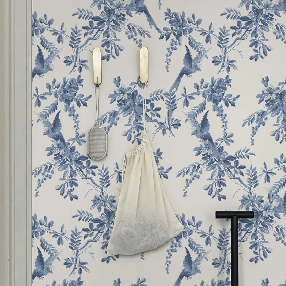 Виниловые обои "Синяя птица" blue 1, 44x150CM