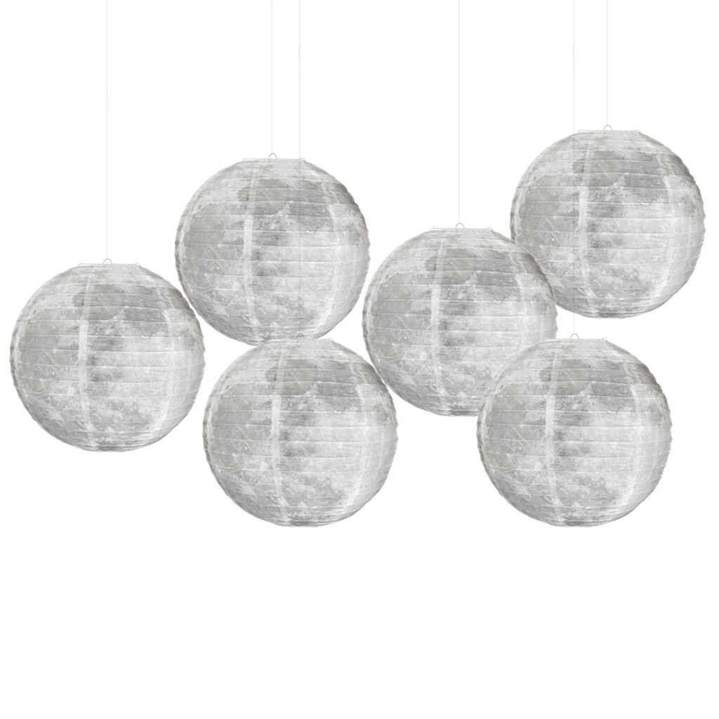 6ШТ Луна Бумажная Лампа Украшение Таинственное Космическое Тематическое Подвесное Украшение для Мальчиков И Девочек Спальня Потолочные Декоры