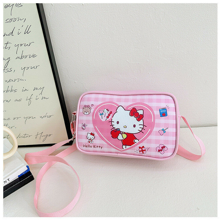 Детская сумка через плечо с мультяшным животным принтом из дышащего материала для детсадовских принадлежностей кити