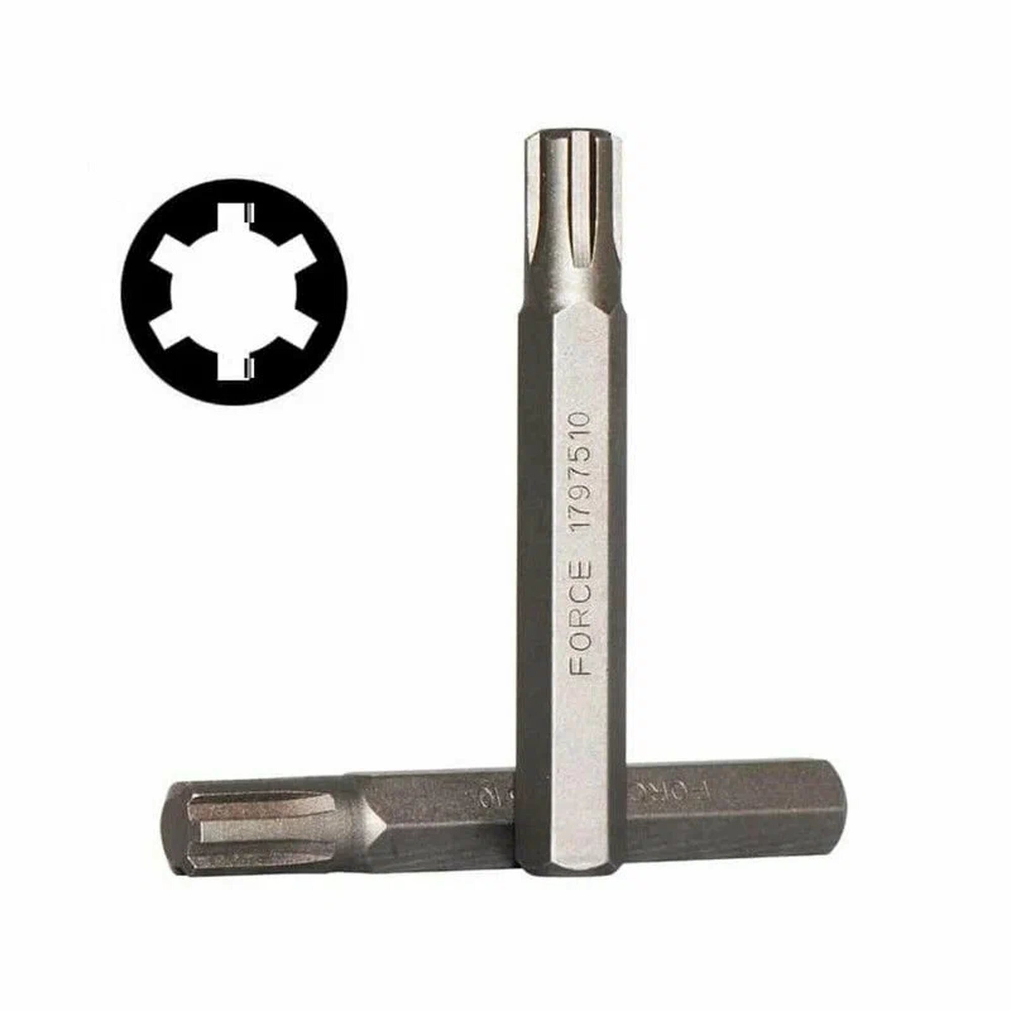 Бита Force 1797510, односторонняя, M10, длина 75мм