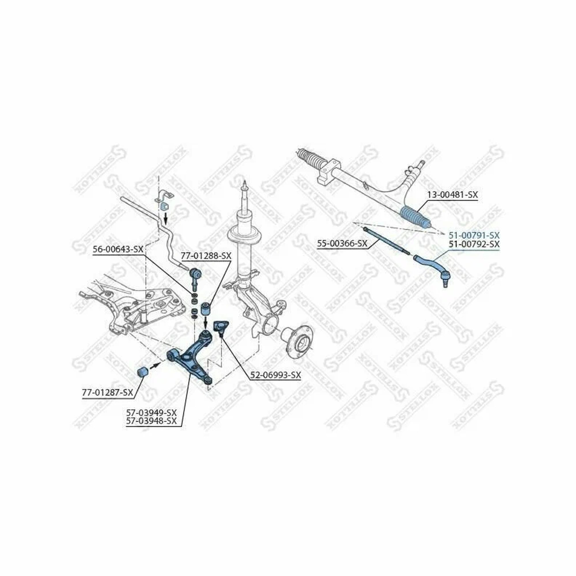 Наконечник рулевой STELLOX 5100791SX, левый, для легковых автомобилей