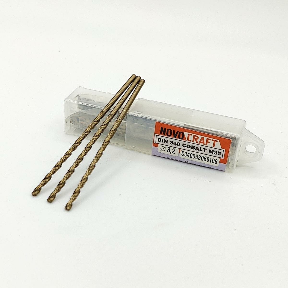 Сверло по металлу удлиненнoе 3,2 мм Novocraft Cobalt M35, DIN 340, уп. 10 шт.