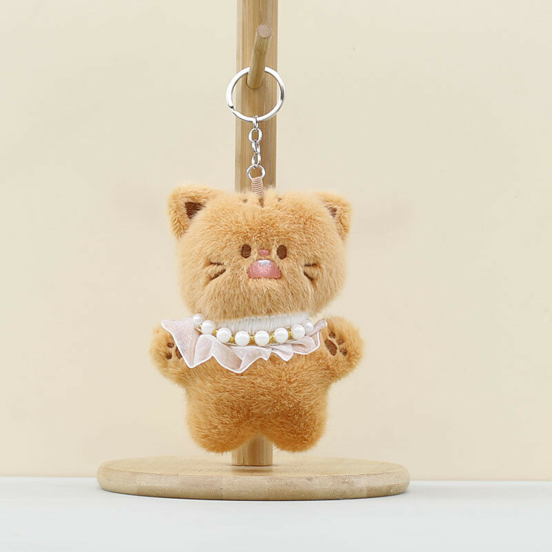 Cute cat plush toy keychain accessory with soft pp cotton for animal lovers characters included