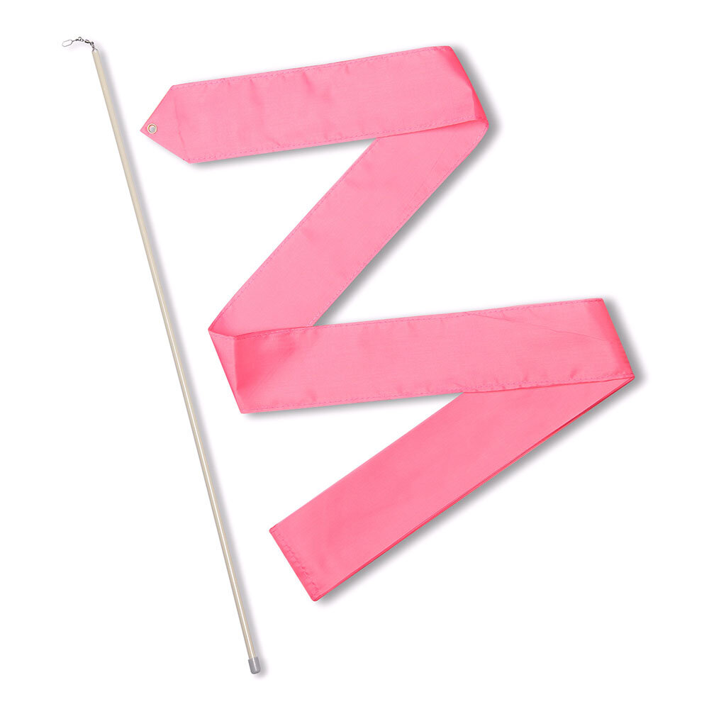 Лента гимнастическая с палочкой 56см, MADE IN RUSSIA СЕ6-P, дл.6м, пластик, металл, полиэстер, розовый