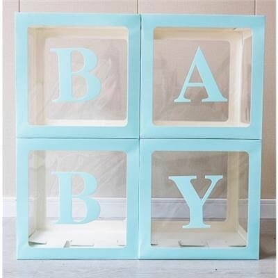 Коробки для воздушных шаров КНР "Baby", голубые, пластик, 30 см, 4 шт