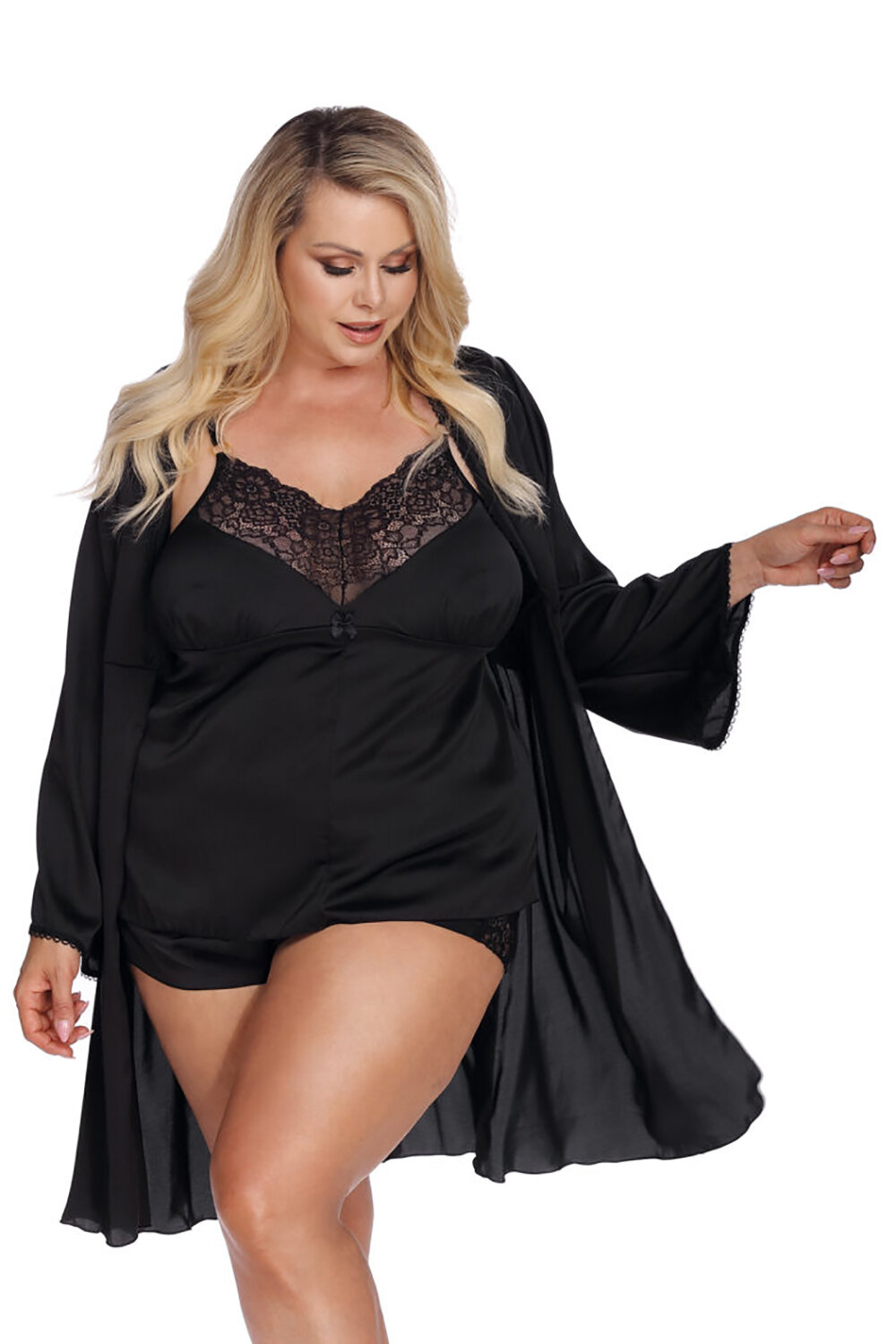 Пеньюар женский соблазнительный GORGEOUS+ Laura robe, черный (Размер: XL/XXL)