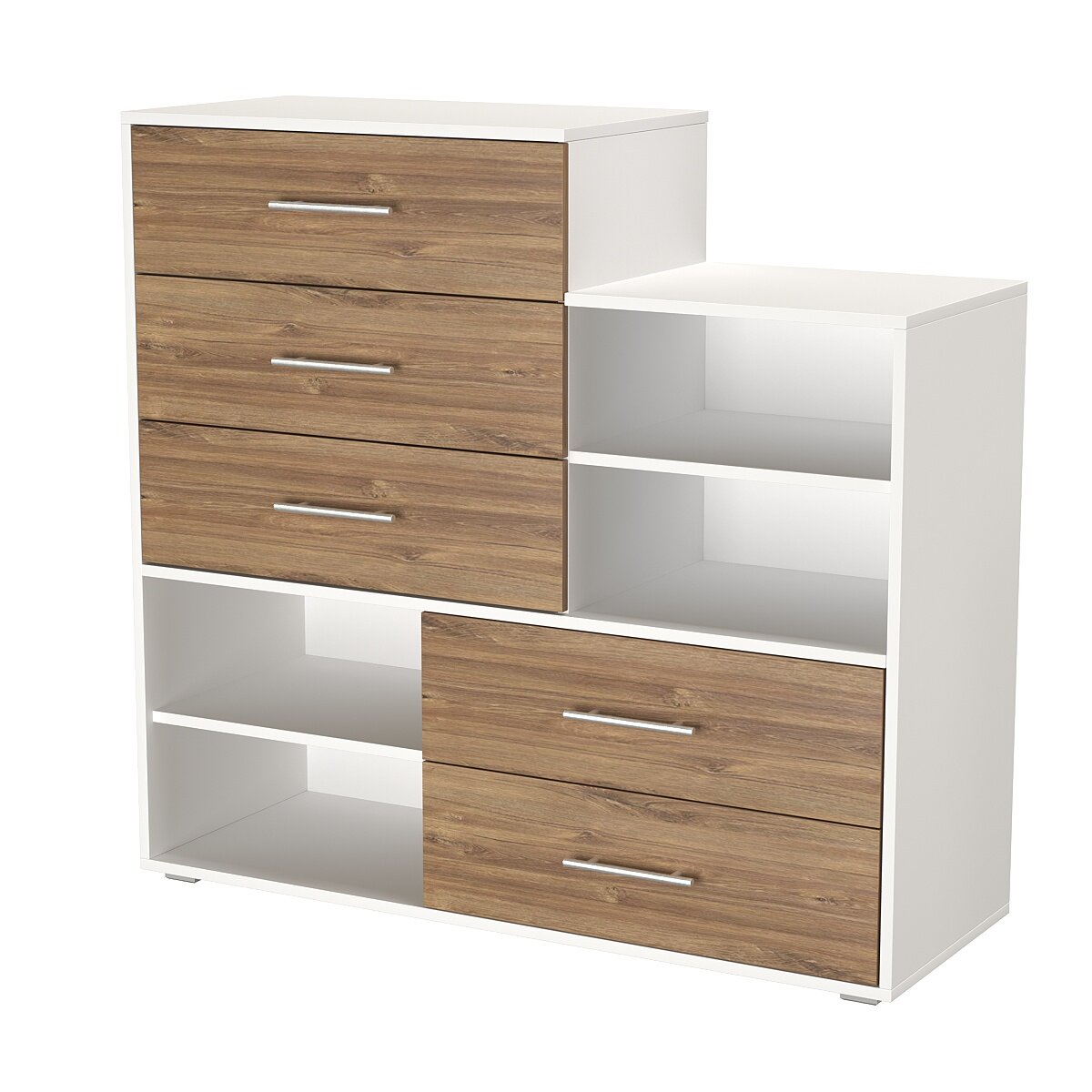Комод вектор КВ-04, Белый + Дуб Канзас коричневый
