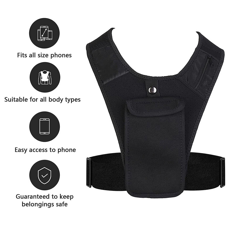 Беговой жилет, нагрудный держатель для телефона, светоотражающая спортивная экипировка, эластичный, регулируемый, дышащий, легкий беговой пояс