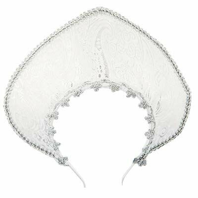 Карнавальный ободок КНР Кокошник Узоры, серебряный, 23х20 см