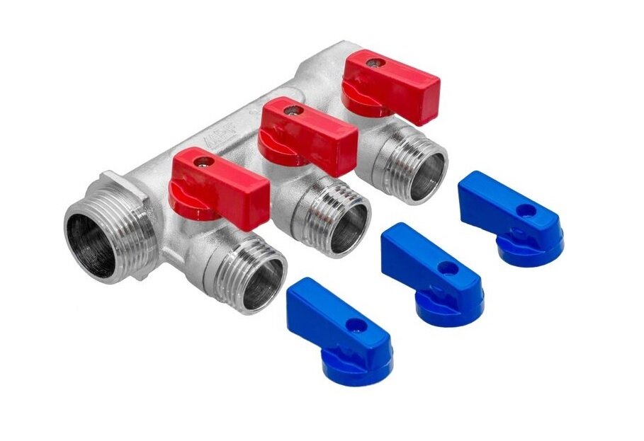 Фитинг гребенка - коллектор 3/4/3 выхода кранами TIM 200-3/4 3 VALFEX VF.580. N.0503