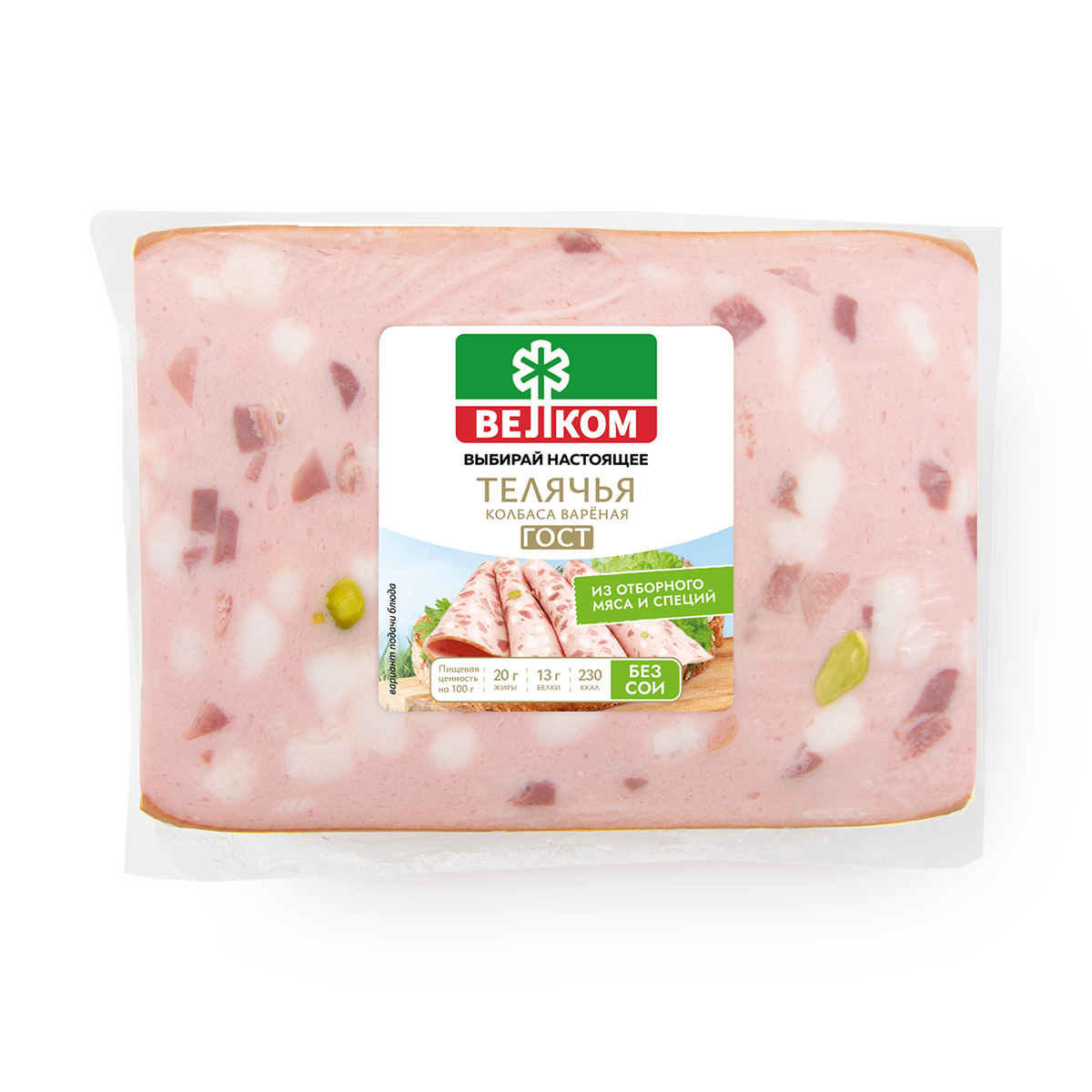 Колбаса Велком "Телячья", варёная, свинина, вакуумная упаковка