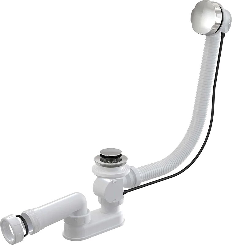 Слив-перелив для ванны AlcaPlast A55K 52 мм, полуавтомат, хром, с сифоном