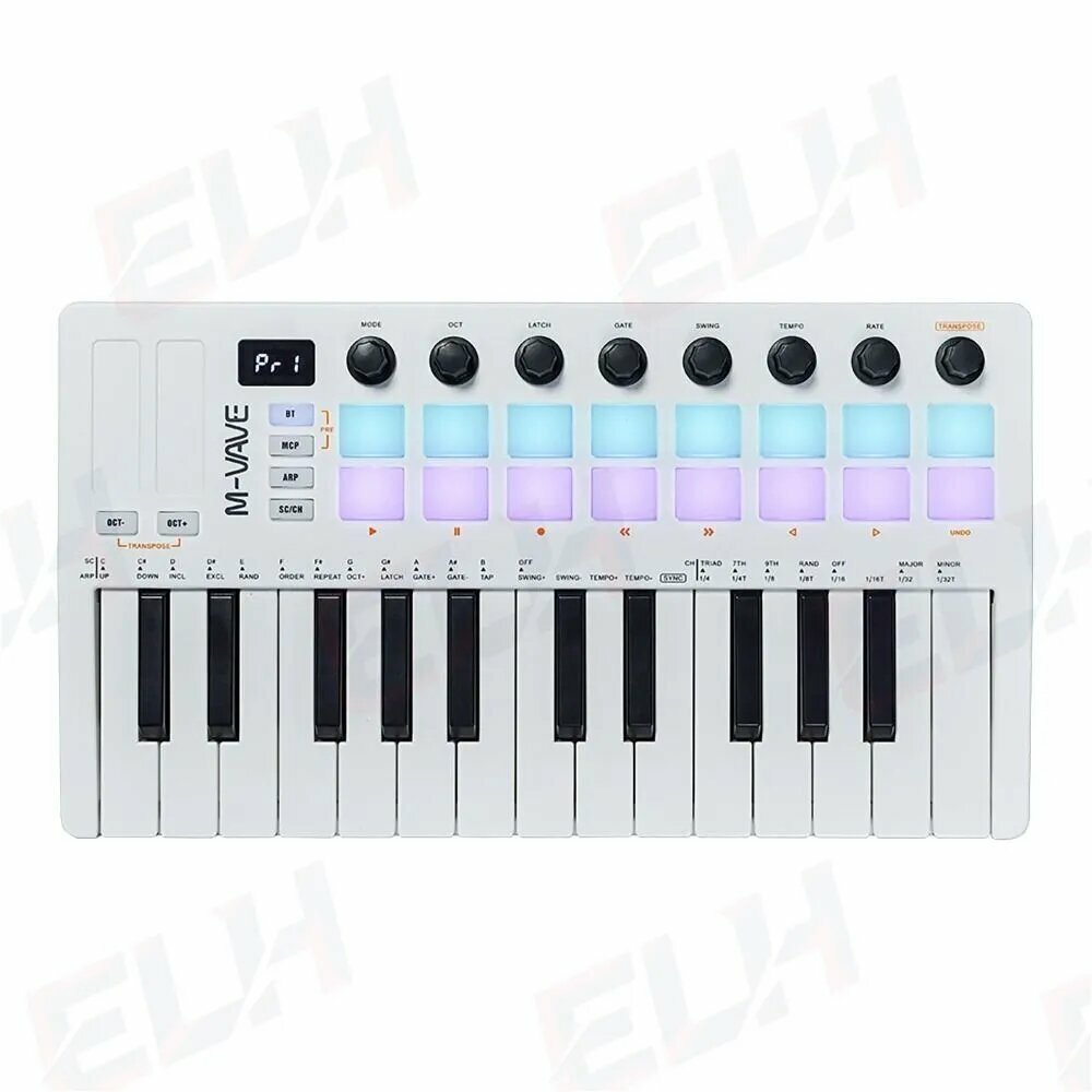 M-VAVE MIDI SMK-25 II 25-ключ USB Музыка Клавиатурный контроллер 8 Барабан подсветкой RGB