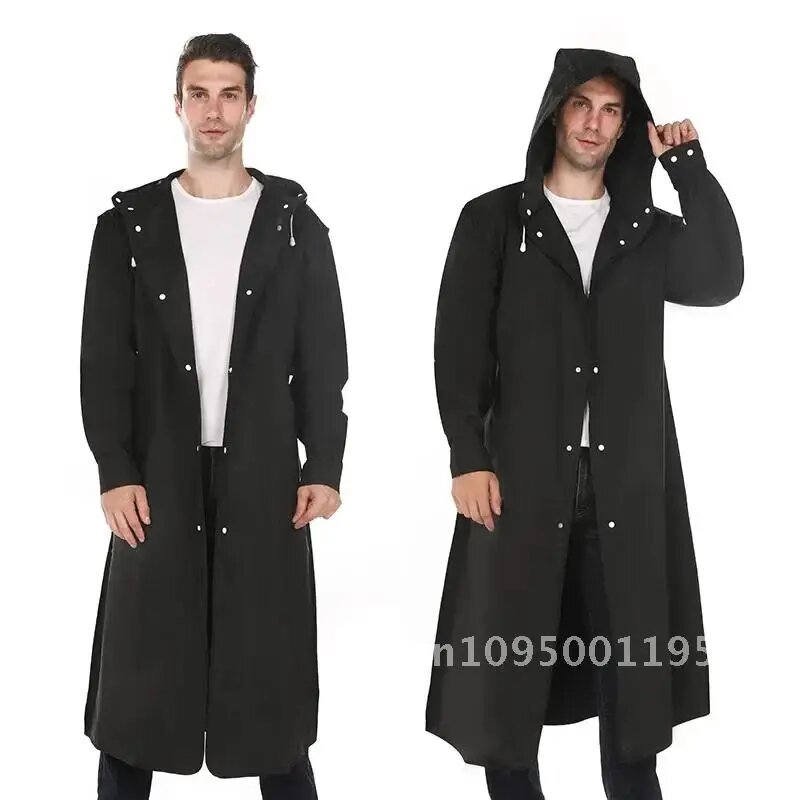 Мужской черный водонепроницаемый плащ XXXL