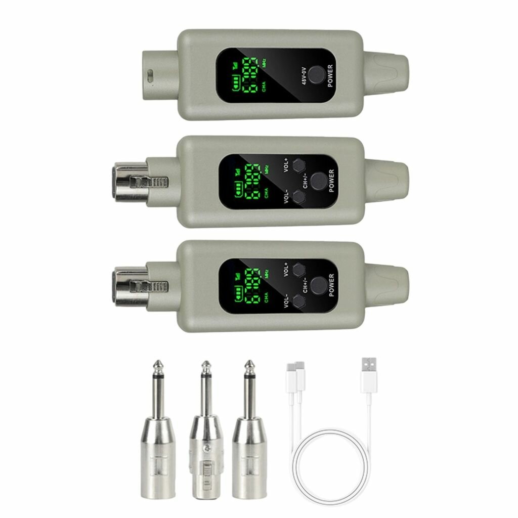 Система беспроводных микрофонов XLR передатчики и приемник с 8-часовой батареей для динамических и конденсаторных микрофонов, микшеров и PA систем, - Бежевый от одного до двух