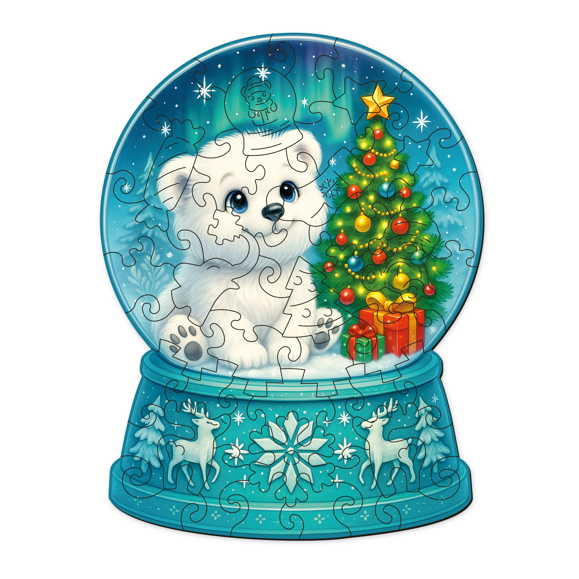 Деревянные пазлы/Снежный шар Мишка/настольная игра для взрослых и детей