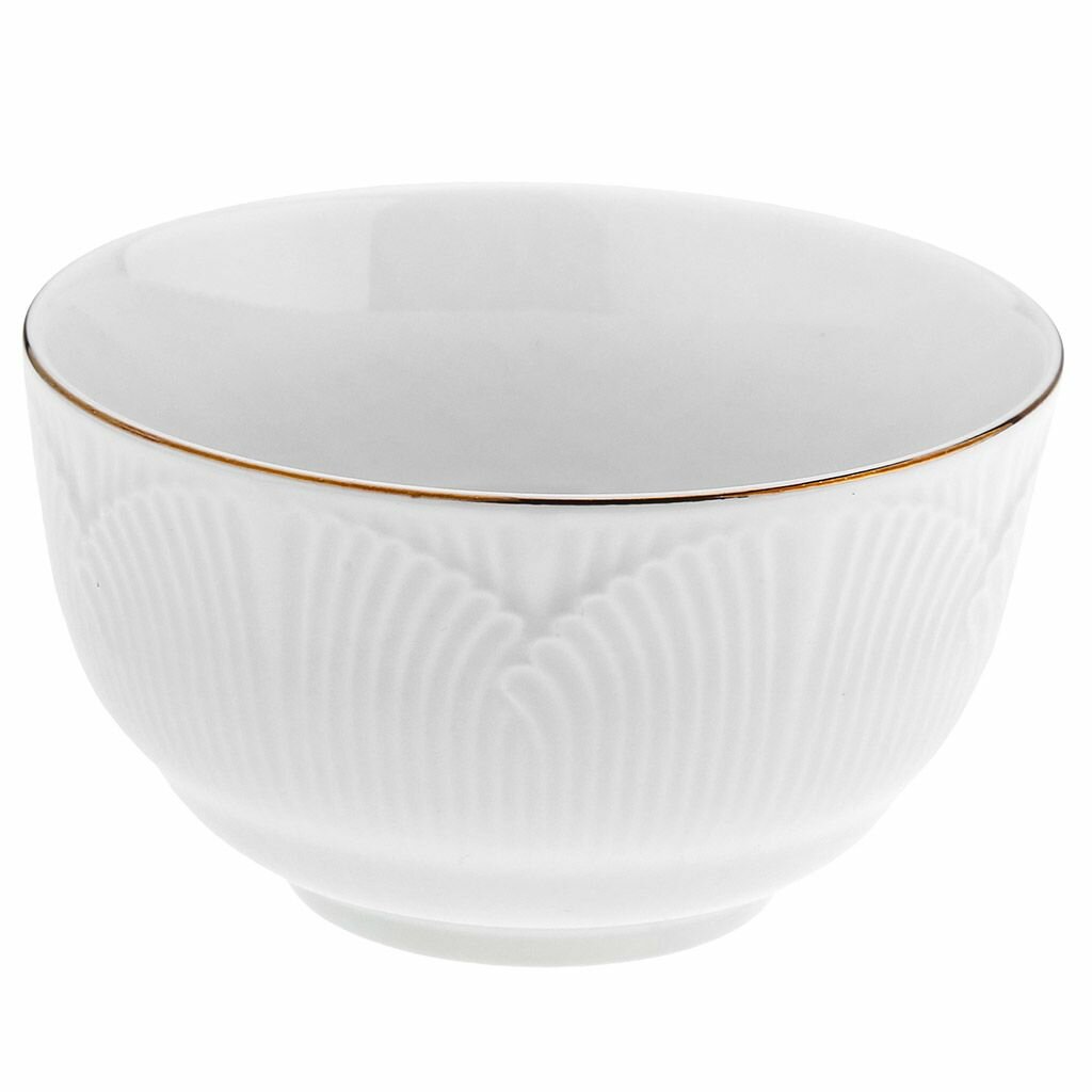 "Лотос" Пиала фарфоровая 380мл, д11,5х6,6см, рельефный декор, отводка золотом