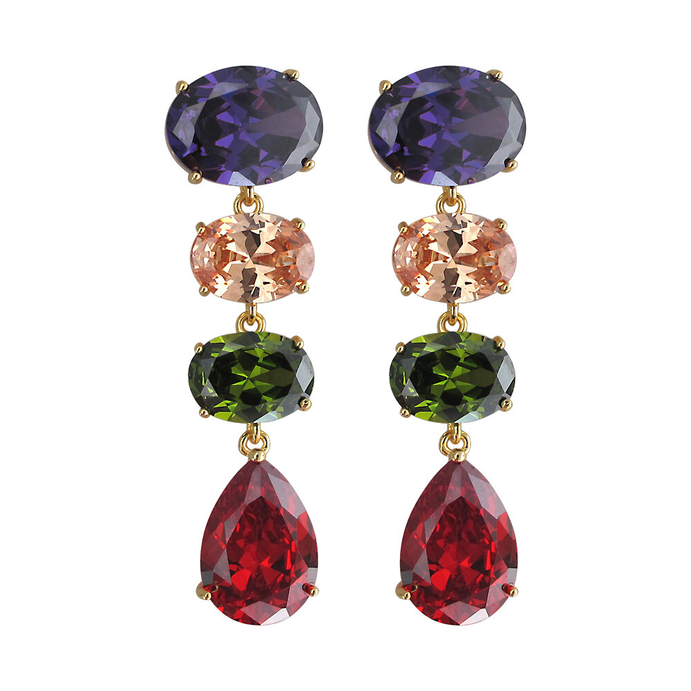 Серьги с подвесками, циркон, фианит