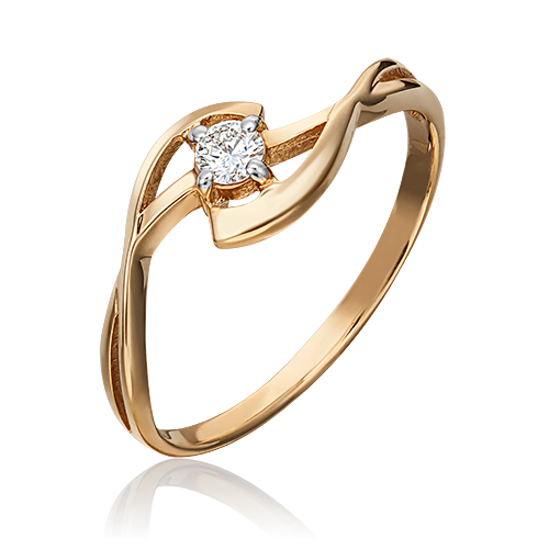 Кольцо, красное золото, 585 проба, бриллиант