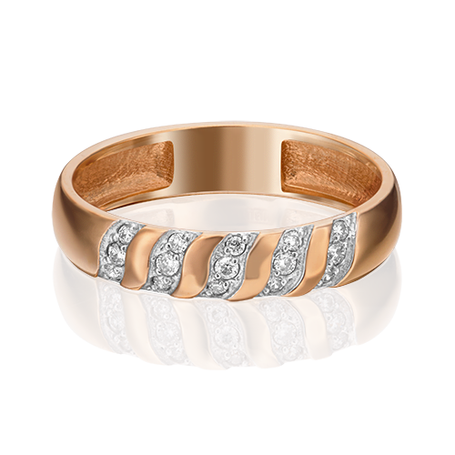 Кольцо, красное золото, 585 проба, бриллиант