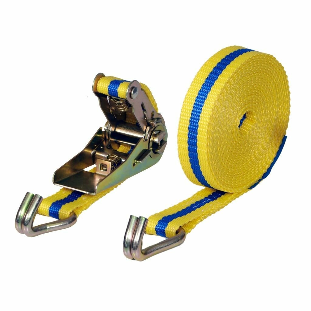 Стяжной ремень Goodyear 5м с храповым механизмом и крюками, нагрузка 600 кг, для фиксации багажа, артикул КА-00060754