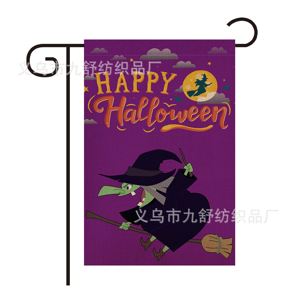 Садовый флаг Jiushu Textile, двусторонний, для Хэллоуина, полиэстер, лен, железо