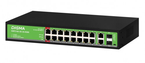 Коммутатор Digma DSP216G-2G-2S-R300 (L2) неуправляемый