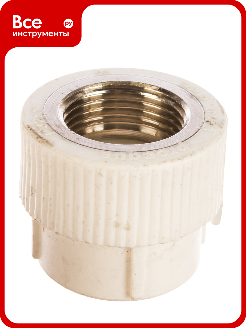 Комбинированная муфта PRO AQUA PP-R ВР белая d-32 мм 1" PA22018Pb