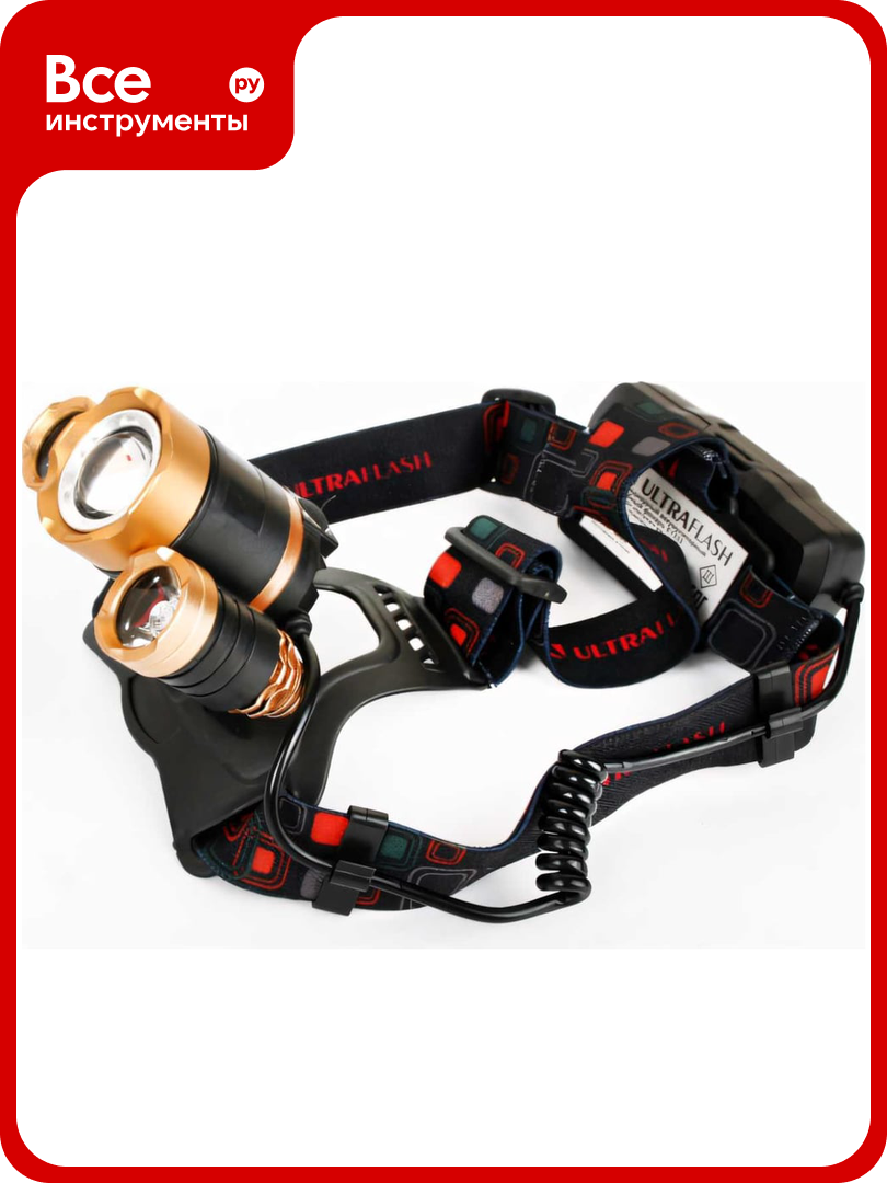 Аккумуляторный налобный фонарь Ultraflash E1333 4Вт золото/черный 13903