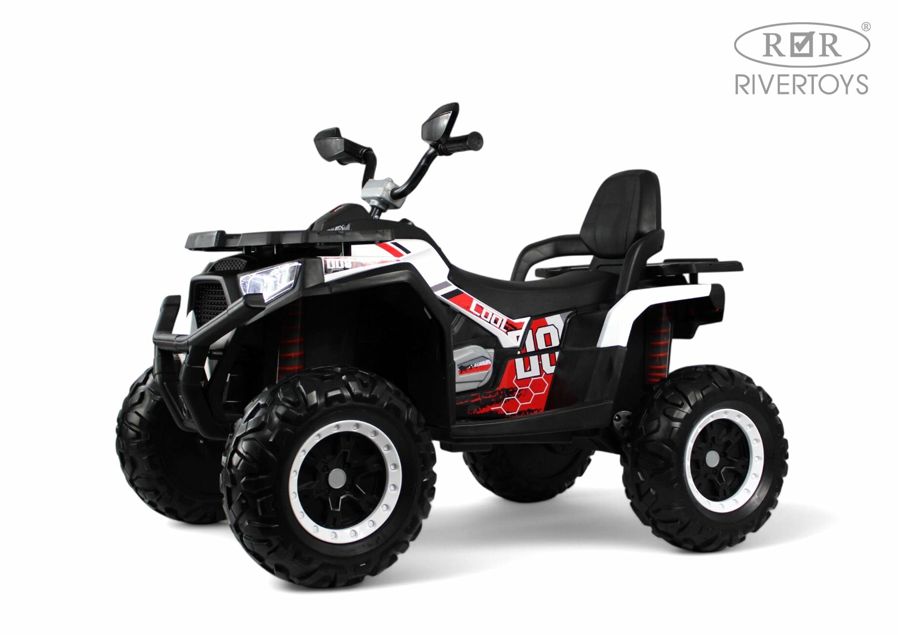 Детский электроквадроцикл RiverToys (К001АМ) 4WD, цвет белый, для детей от 3 до 6 лет