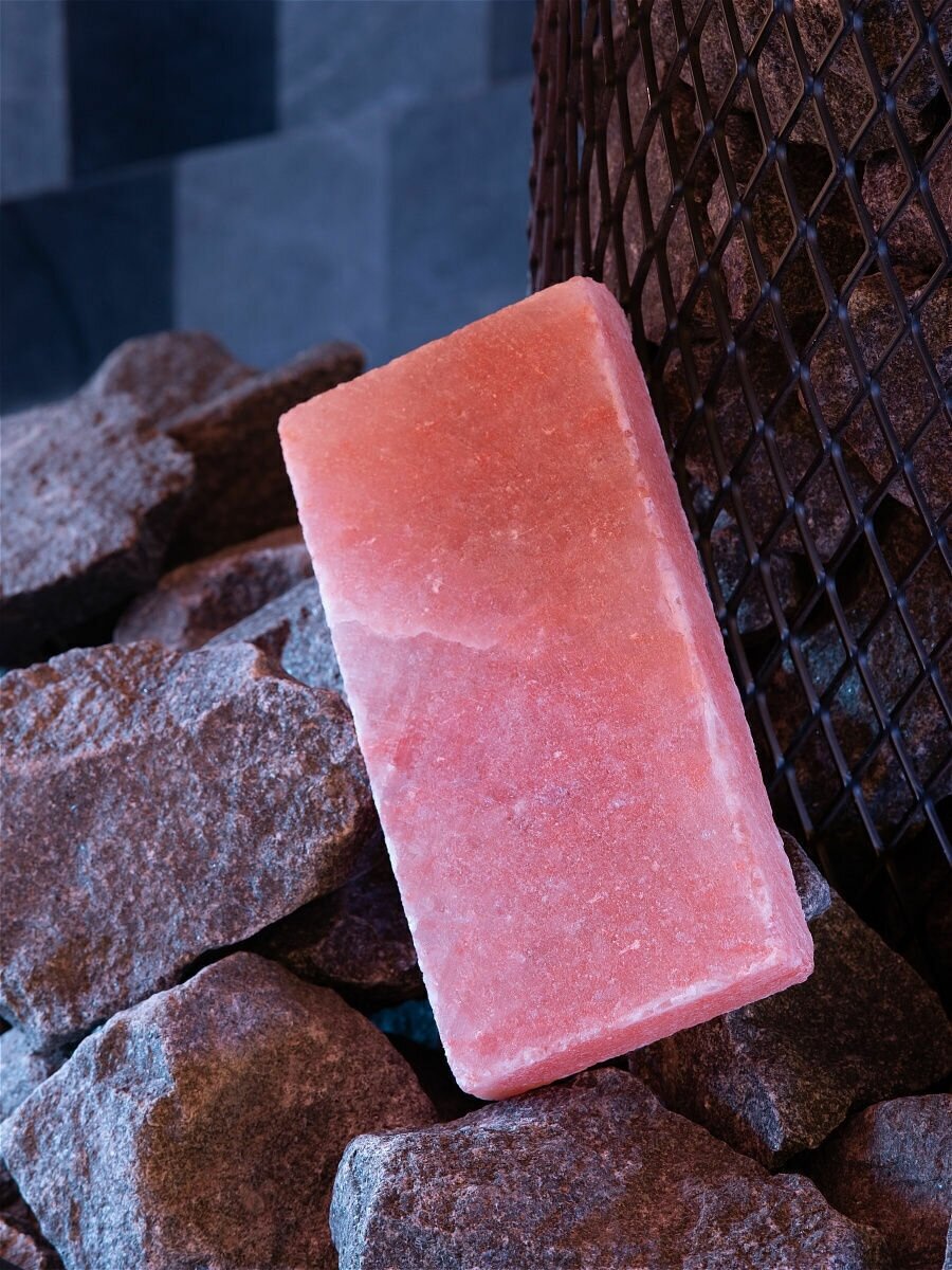 Плитка из гималайской соли, шлифованная, 20х10х2,5 см, розовая