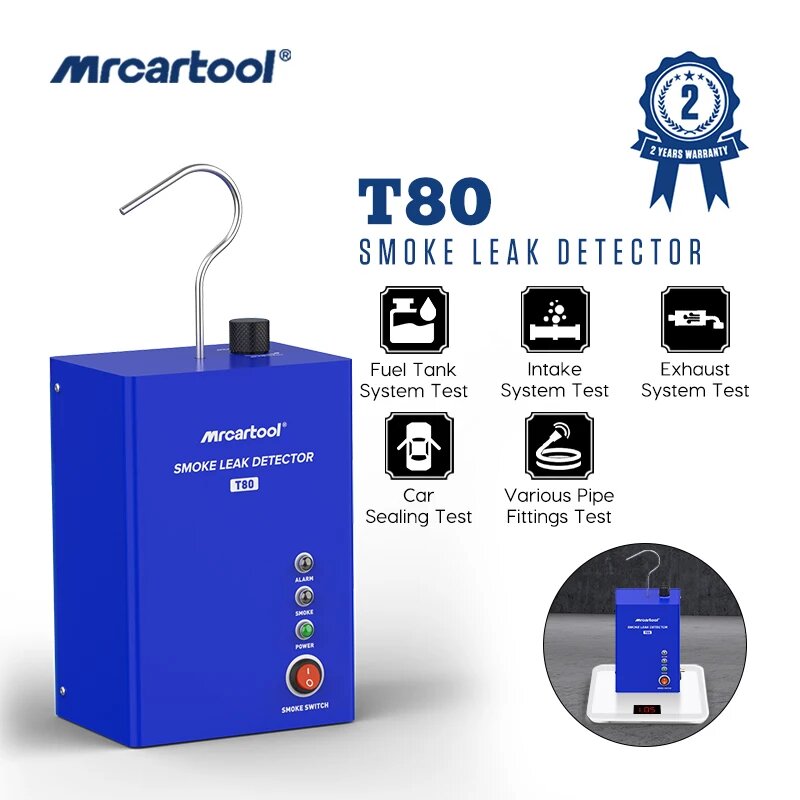 MRCARTOOL T80 автомобильный детектор утечки дыма с насосом EVAP локатор утечки трубы генератор дыма диагностический инструмент для автомобиля мотоцикла