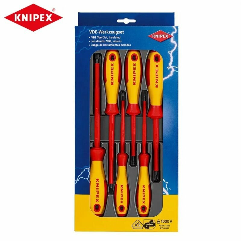 KNIPEX 002012V01 Набор отверток 6 шт изоляция полированный наконечник переносные Ручной инструмент