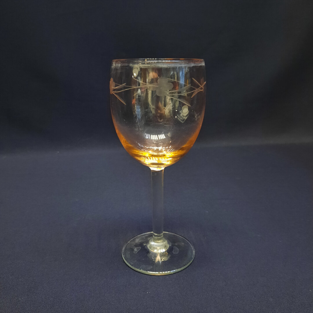 Бокал, цветное стекло резка высота 200 мл, винтаж СССР