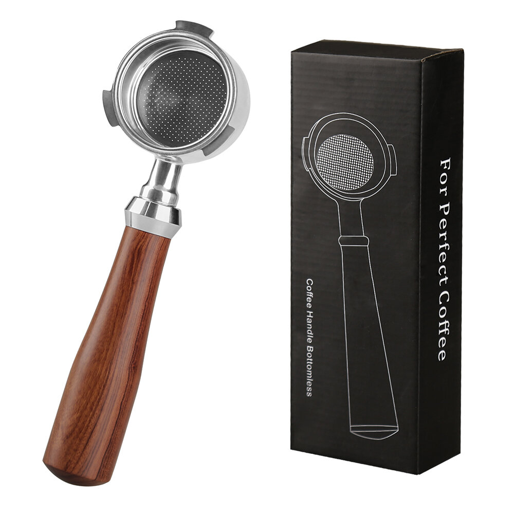 Портативный фильтр для кофе без дна 51 мм, совместимый с кофемашинами DeLonghi EC680 и EC685, ручка из розового дерева (корзина фильтра входит в комплект)