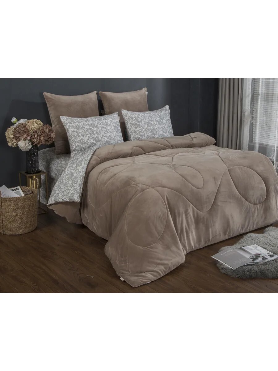 Постельное белье Евро с Одеялом Велюр Казанова