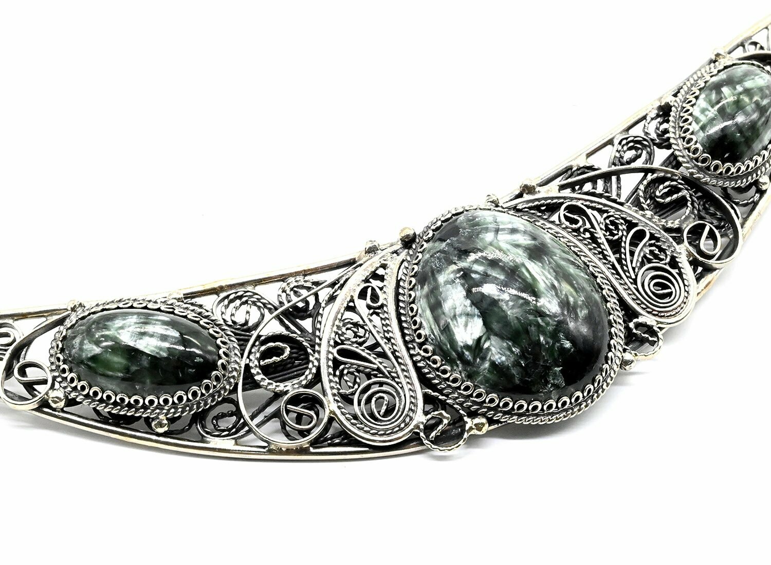 Колье Радуга Камня, серафинит, длина 48 см, зеленый — фото 1