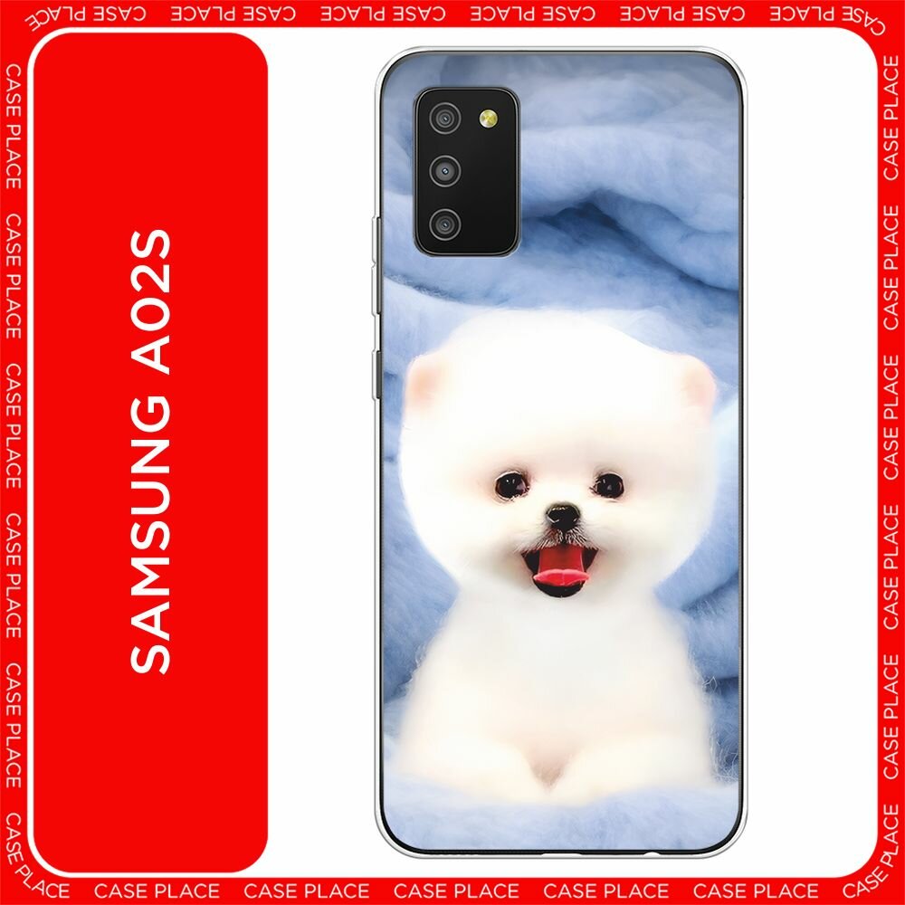 Чехол на Samsung Galaxy A02s / Самсунг Галакси A02s с принтом Белый пёсик