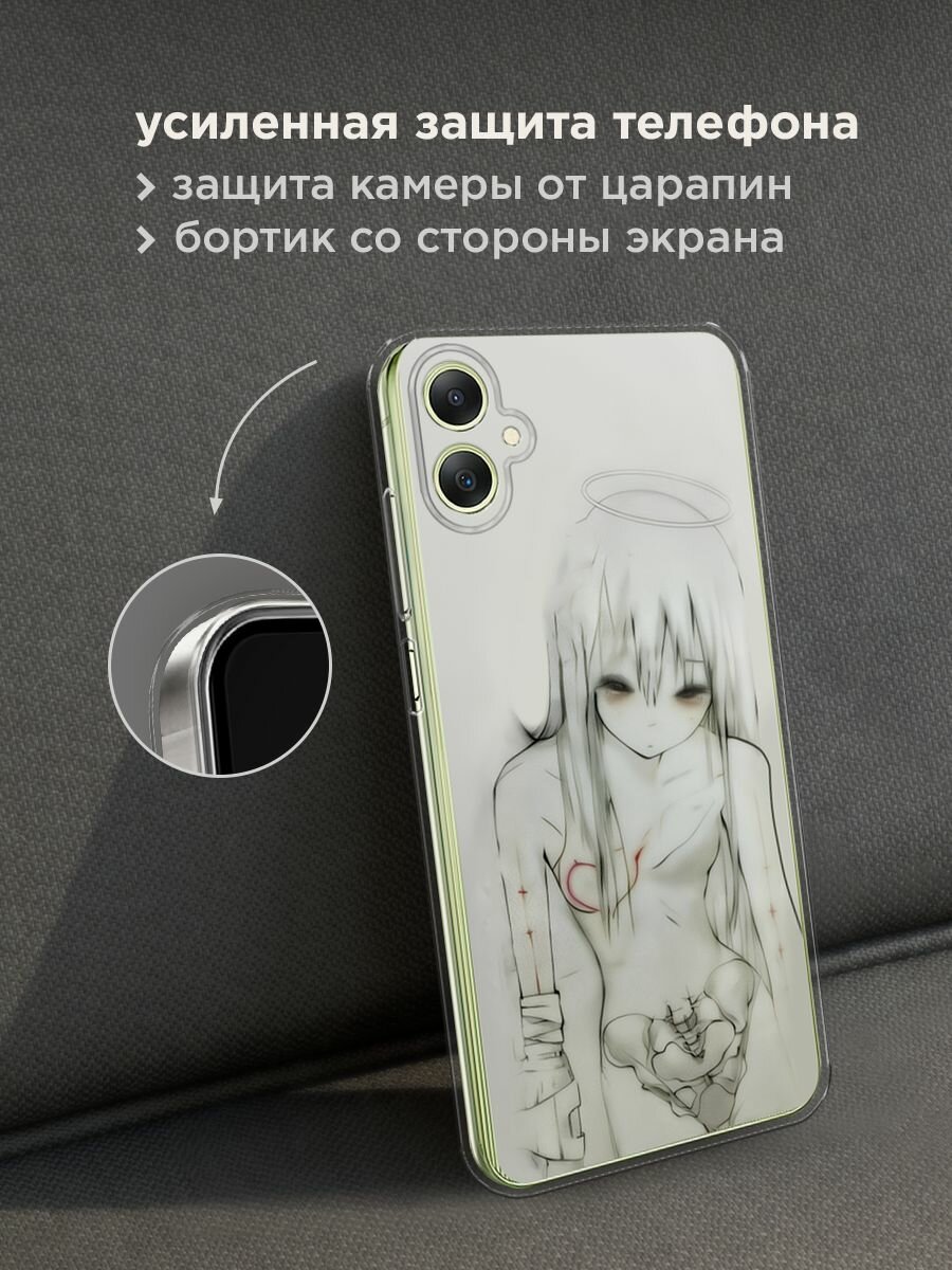 Чехол на Samsung Galaxy A06 / Самсунг Галакси А06 с принтом "Аниме рисунок чёрно-белый" — фото 1