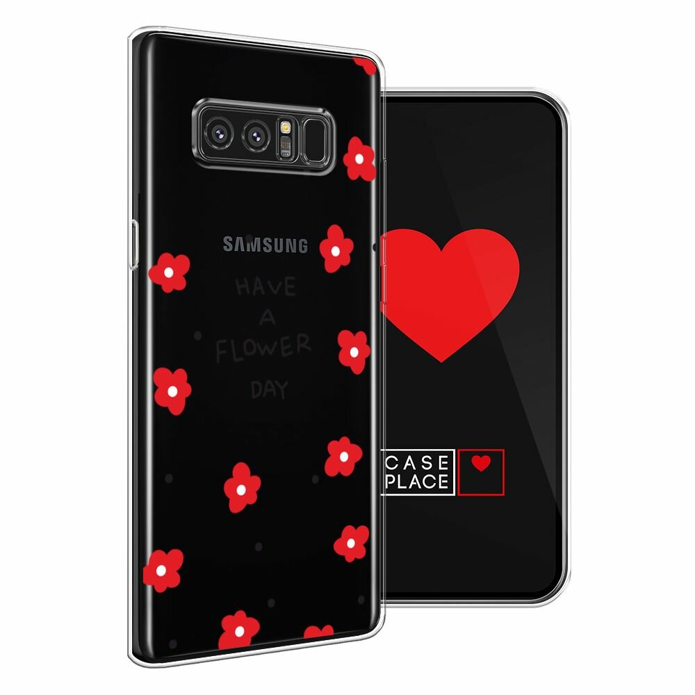 Чехол на Samsung Galaxy Note 8 / Самсунг Галакси Нот 8 с принтом "Have a flower day 2", прозрачный — фото 1