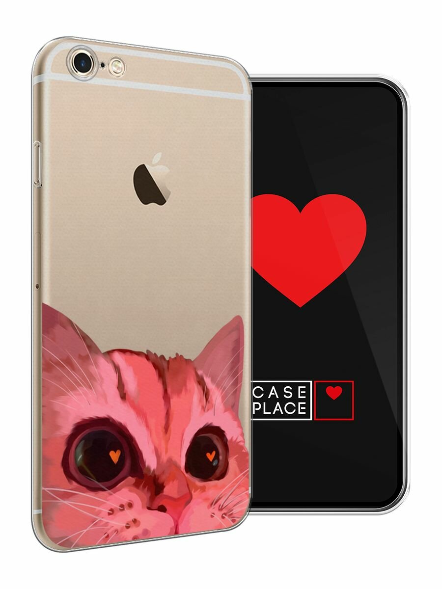 Чехол на Apple iPhone 6 Plus/6S Plus / Айфон 6 Плюс/Айфон 6С Плюс с принтом "Affectionate cat - 8 марта", прозрачный — фото 1