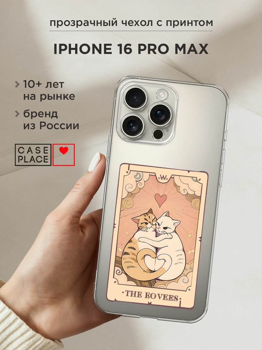 Чехол на Apple iPhone 16 Pro Max / Айфон 16 Про Макс с принтом "The lovers cats 2 - 14 февраля", прозрачный