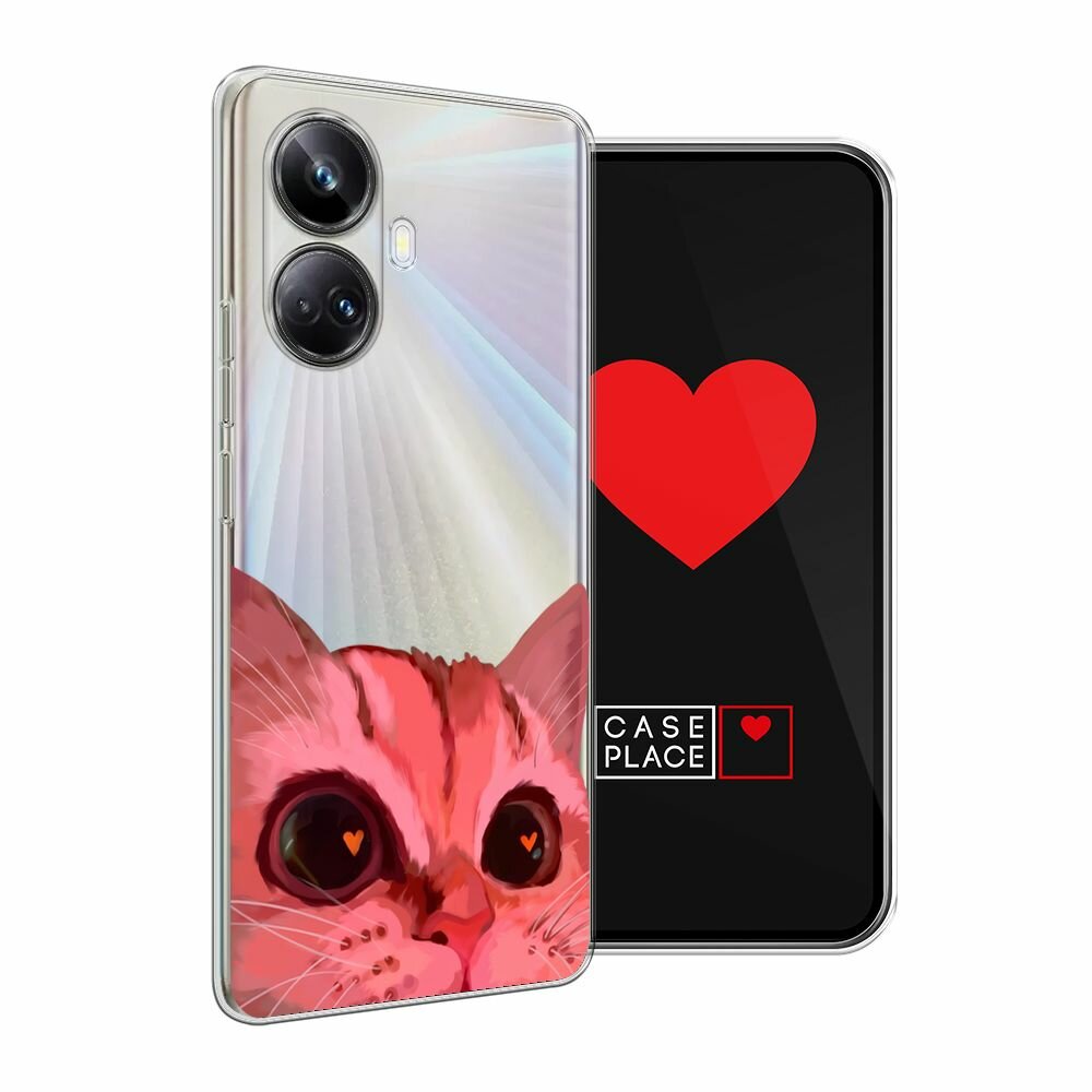 Чехол на Realme 10 Pro+ / Реалми 10 Про+ с принтом "Affectionate cat - 8 марта", прозрачный — фото 1