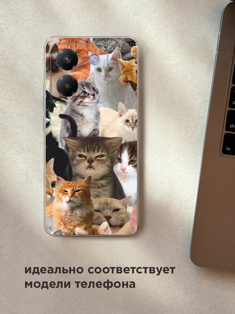 Чехол на Poco M7 Pro / Поко М7 Про с принтом "Коты из мемов" — фото 1