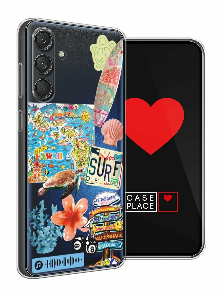 Чехол на Samsung Galaxy M55 / Самсунг M55 с принтом "Summer collage", прозрачный — фото 1