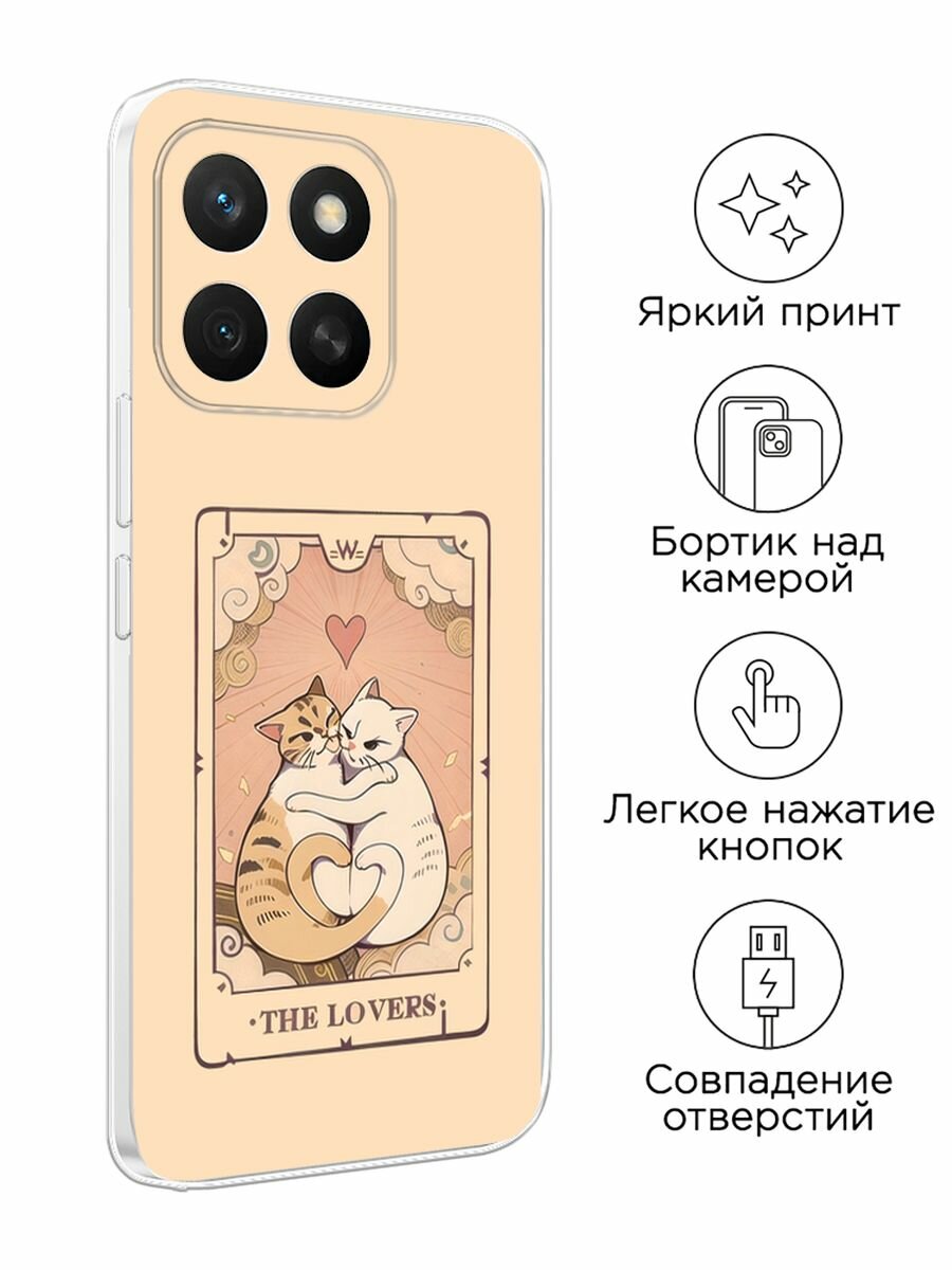 Чехол на Honor X8c / Хонор X8c с принтом "The lovers cats 1 - 14 февраля" — фото 1