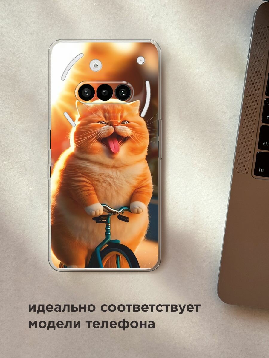Чехол на Nothing Phone 3a / Нотинг Фон 3а с принтом "Кот на велике" — фото 1