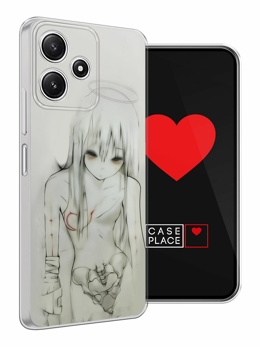 Чехол на Xiaomi Redmi 12 5G / Сяоми Редми 12 5G с принтом "Аниме рисунок чёрно-белый" — фото 1