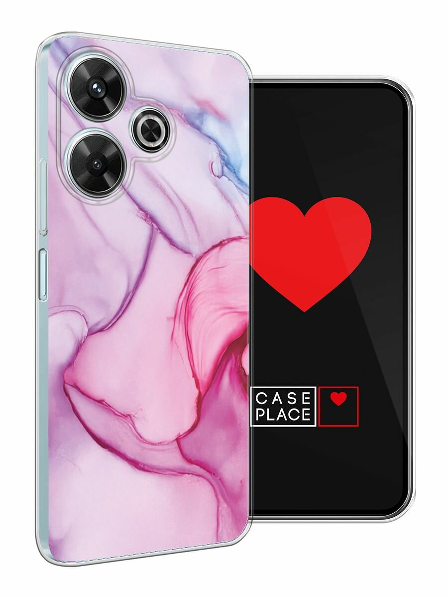 Чехол на Xiaomi Redmi Note 13R/Redmi 13/Poco M6 4G/M6 Plus / Сяоми Редми Ноут 13R с принтом "Розовые мраморные разводы" — фото 1