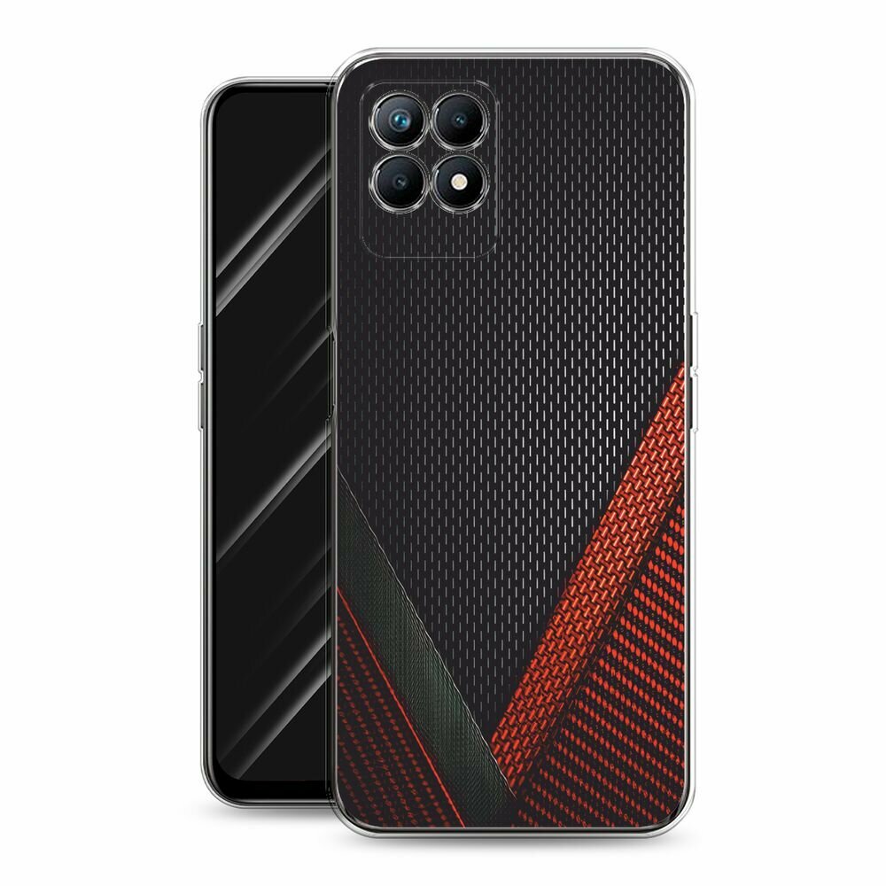 Силиконовый чехол на Realme 8i / Реалми 8i с принтом "Красный карбон" — фото 1
